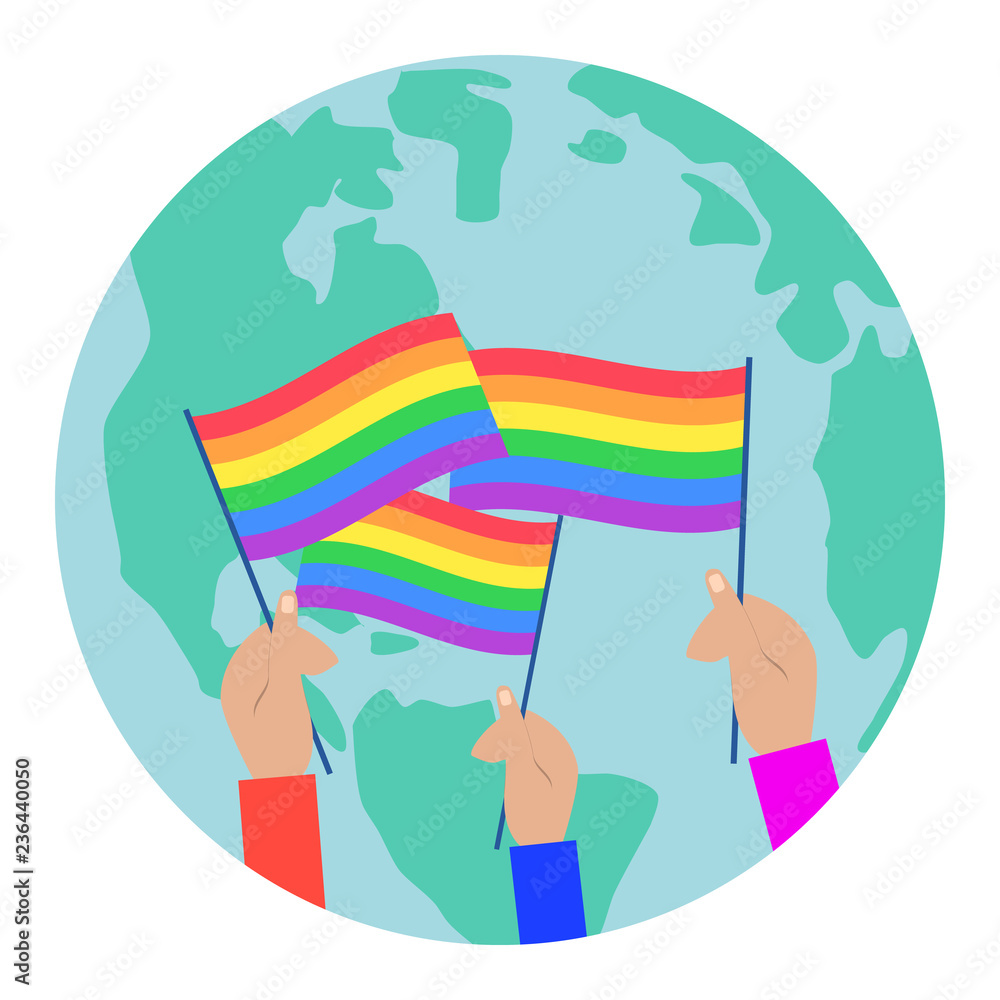 Lgbt Rainbow Flag Celebrating Gay People Rights Same Sex Love Pride