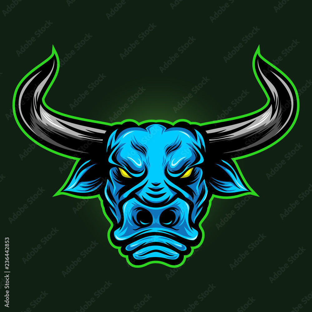 Blue Bull Head Logo