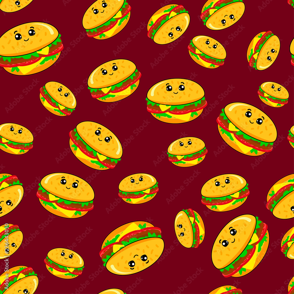 Abstract seamless burger pattern for girls or boys. Creative vector ...