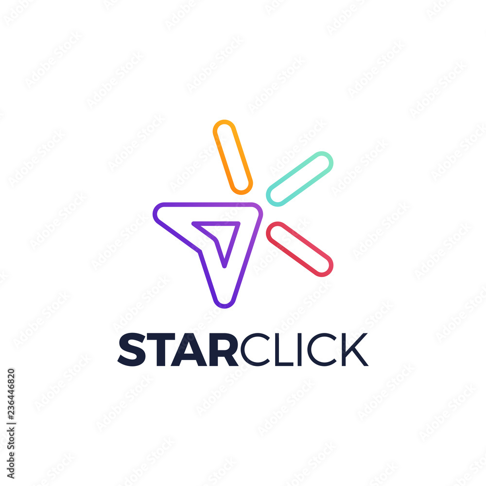 Abstract line style star logo with mouse cursor click Stock Vector ...