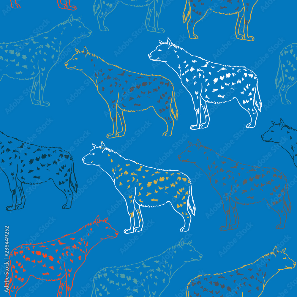 Hyena vector seamless pattern for textile, fabric, fashion clothes ...