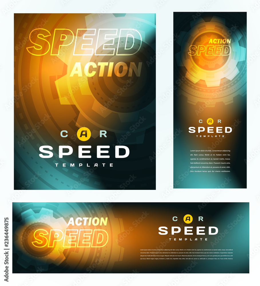 Vetor de Speed cover design. Car top gear element. Set flyer, banner ...
