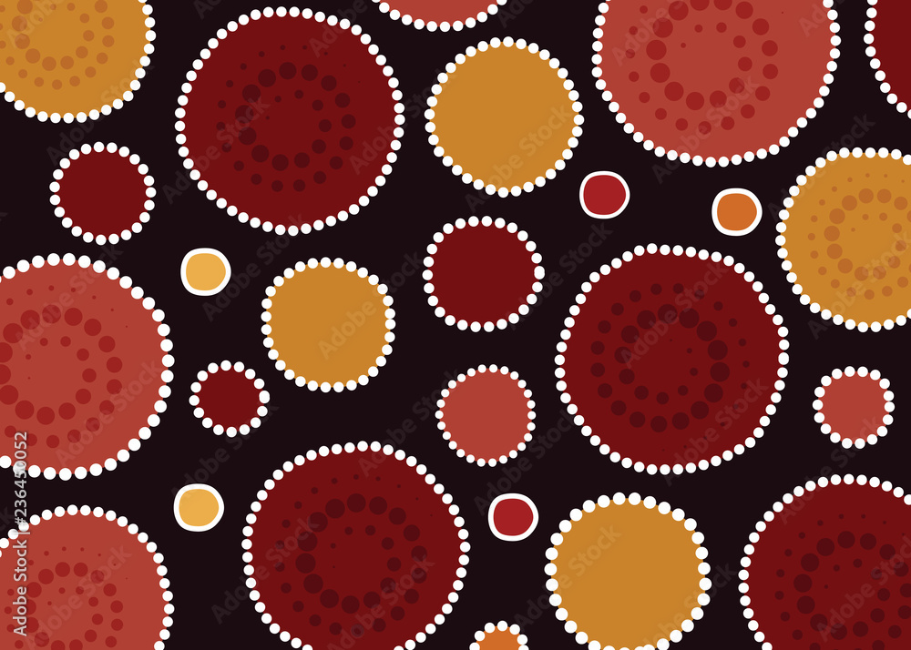 Aboriginal dot art vector circle pattern background. Stock Vector ...