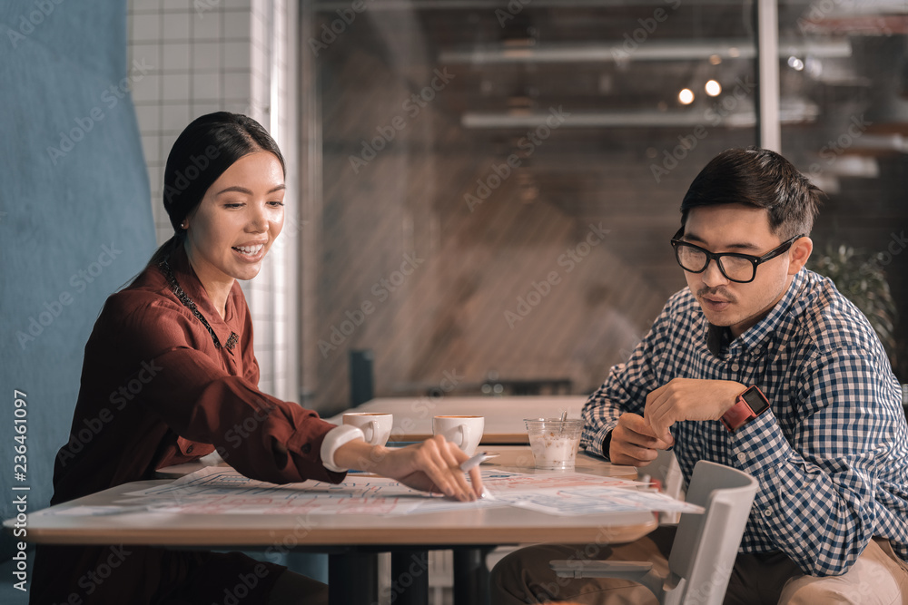 Two interior designers having active discussion about new project Stock ...