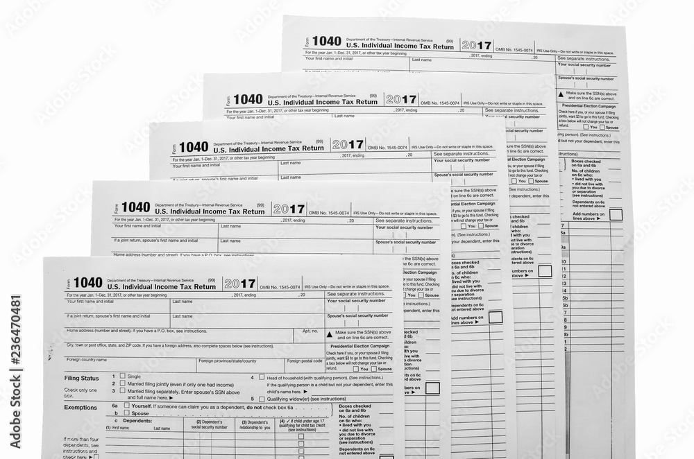 1040 tax form on a white background Stock Photo | Adobe Stock