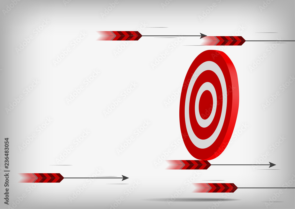 Vector : Arrows with miss archery target on gray background Stock ...