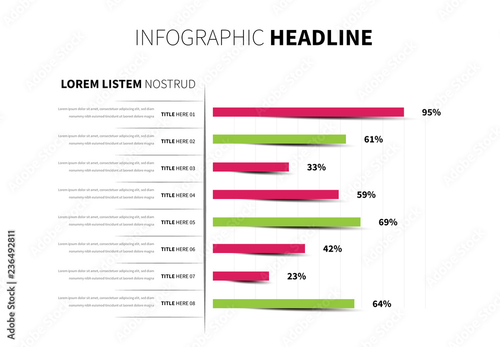 Green and Red Infographic Bar Graph Layout Stock Template | Adobe Stock