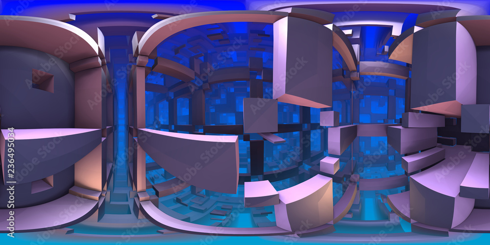 360 degree labyrinth, abstract maze background panorama ...