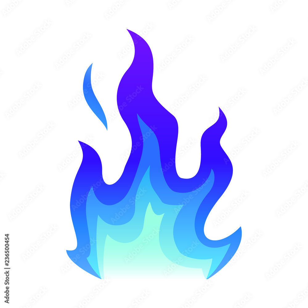 Blue fire icon Flat fire flame vector illustration. blue flame or ...