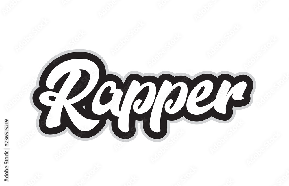 Photo black and white rapper hand written word text for typography logo ...