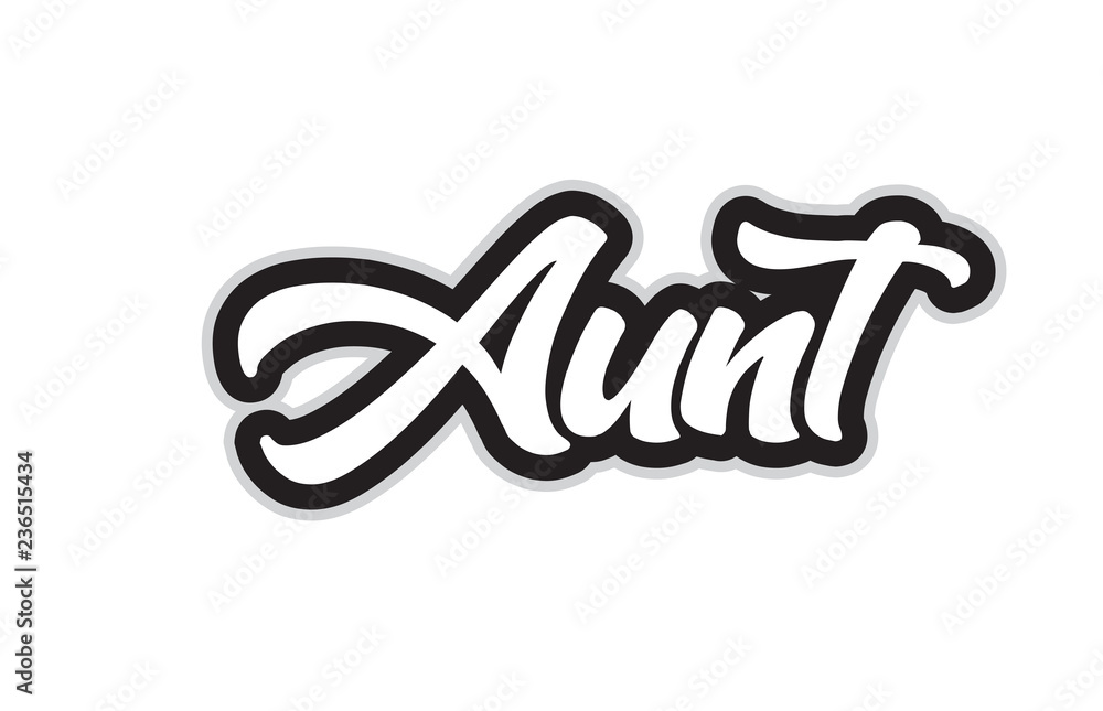 black and white aunt hand written word text for typography logo design ...