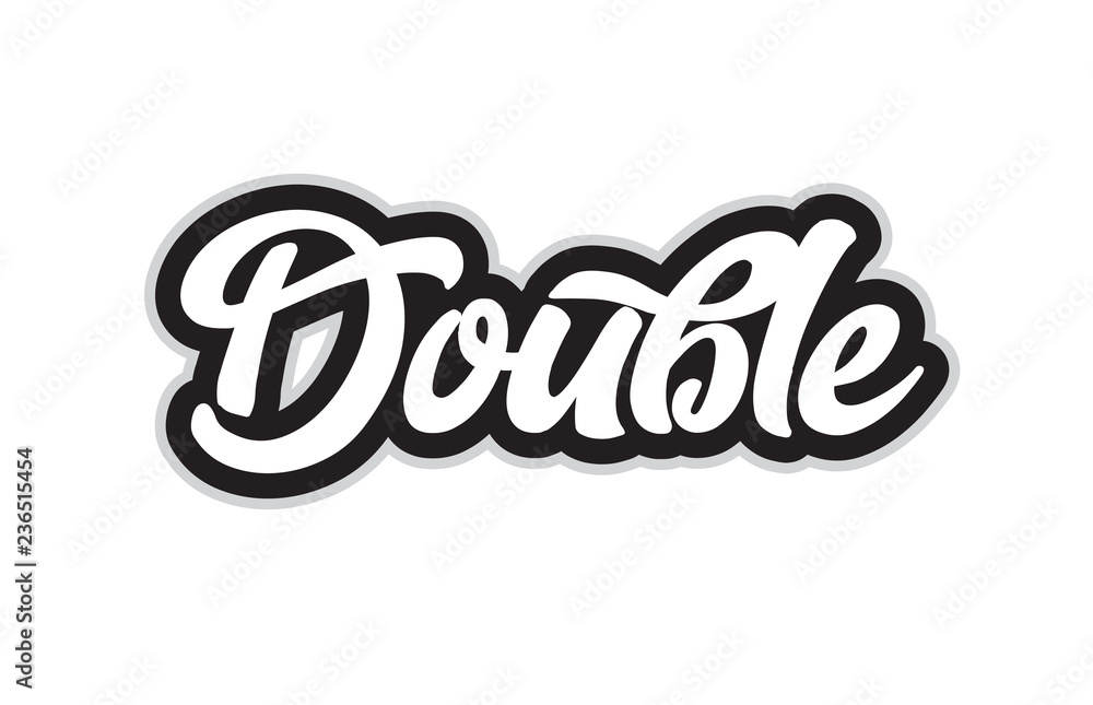 black and white double hand written word text for typography logo ...