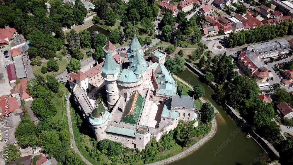 Drone HD quality of Fairytale castle Bojnice Slovakia. Almost 360 ...