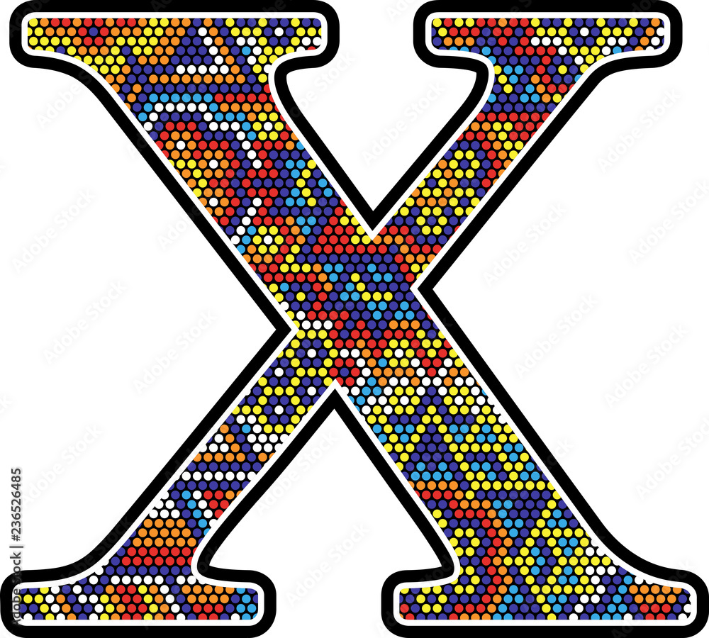 initial x with colorful dots abstract design with mexican huichol art ...