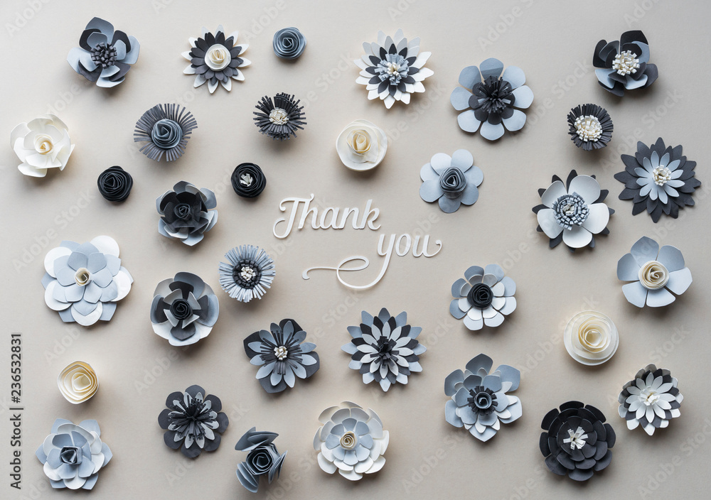 Paper flowers with thank you message in the middle Stock Photo | Adobe ...