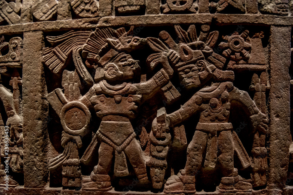 muros de piedra con graficos mayas, culturas mexicanas Stock-Foto ...