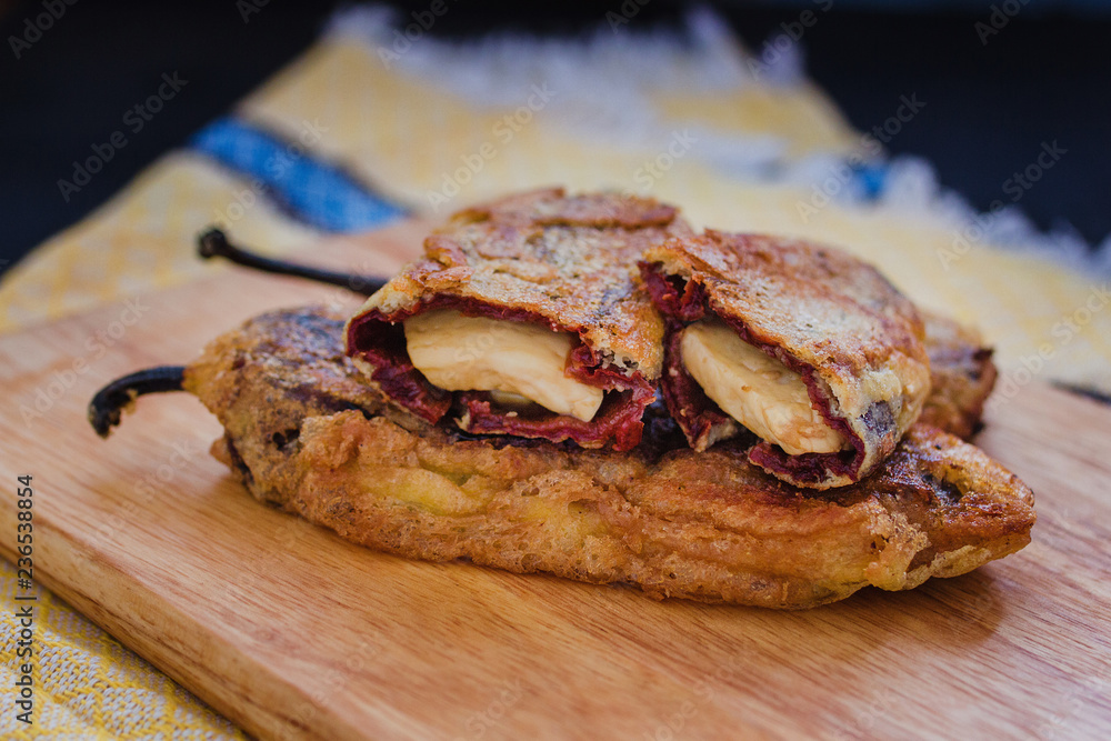 chipotles navideños with white cheese, traditional mexican food for ...