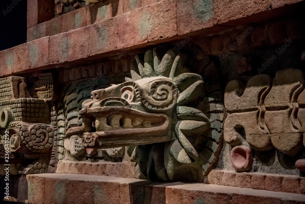 Plakát Serpiente emplumada Quetzalcoatl, cultura ancestral azteca ...