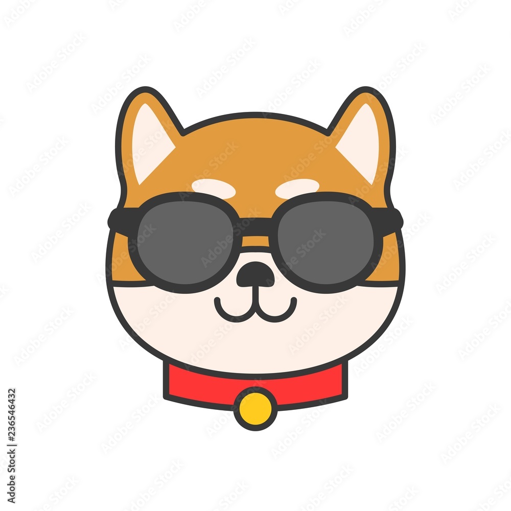 shiba inu emoticon vector, filled outline design Stock Vector | Adobe Stock