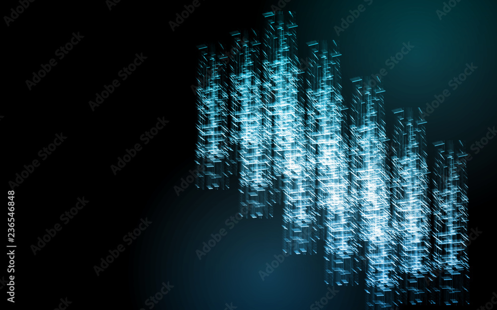 2d illustration of Big data concept. Binary data in a form of rectangle ...