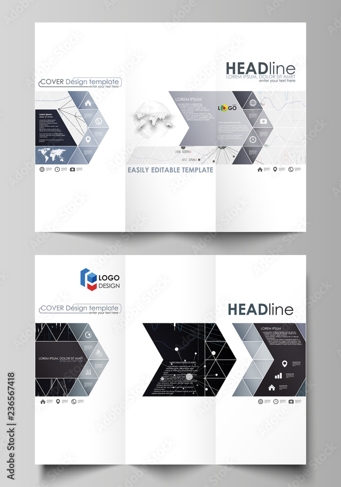 Tri-fold brochure business templates. Easy editable vector layout ...