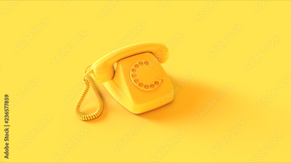 Yellow Telephone 3d illustration 3d render Stock Illustration | Adobe Stock