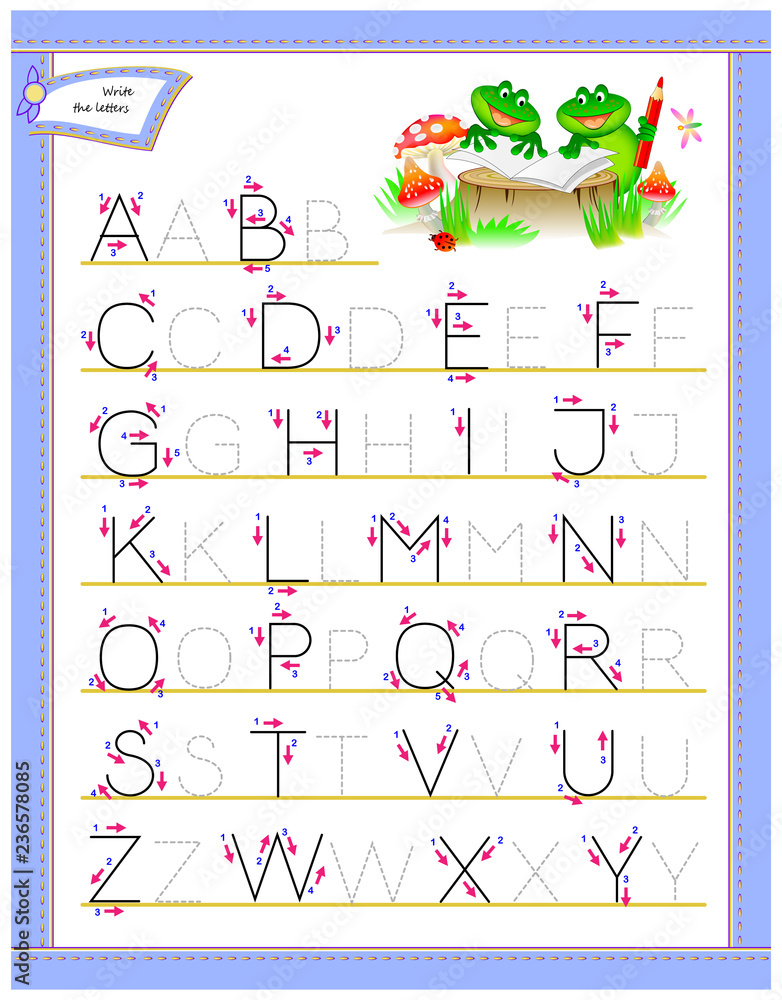 Tracing ABC letters for study English alphabet. Worksheet for kids ...