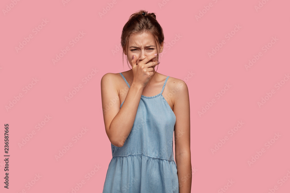 Sad dejected disappointed young woman cries in despair as lost ...