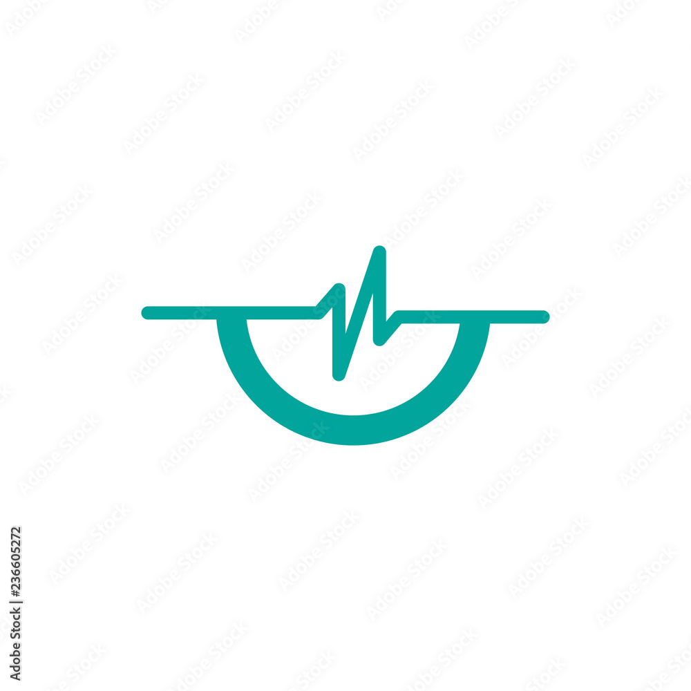 simple pulse with half circle logo template, Simple Healht Care logo ...