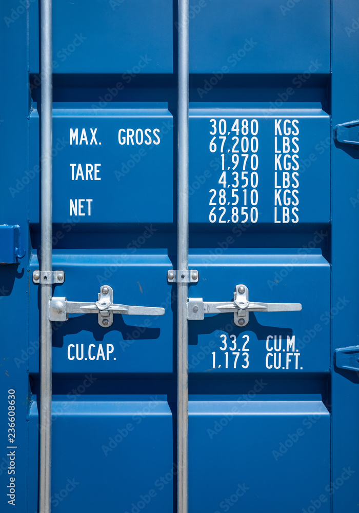 Blue industrial shipping container door Stock Photo | Adobe Stock