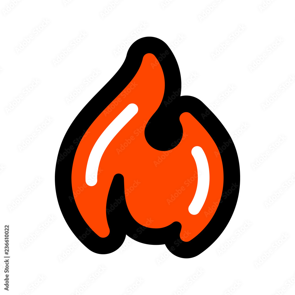 Fire flames, red icons with outline black Stock Vector | Adobe Stock