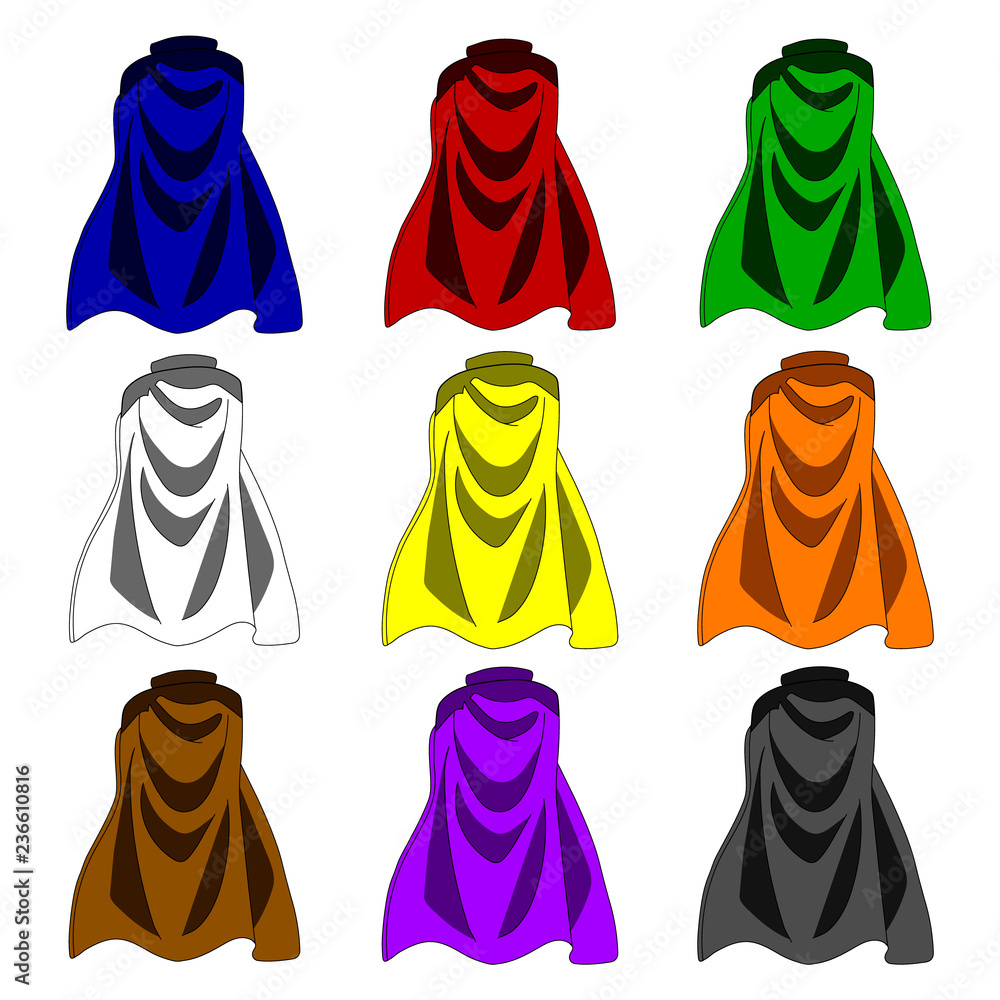 Collection of Colorful Cloaks isolated on white background. Colored ...