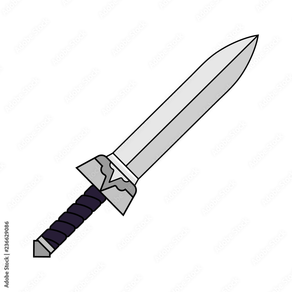 Cartoon Sword isolated on white background. Medieval Weapon. Adventure ...