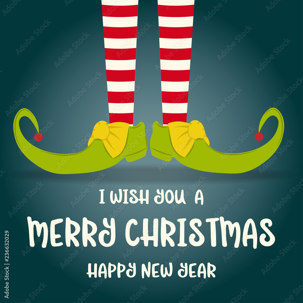 Christmas card with elf legs Stock Vector | Adobe Stock