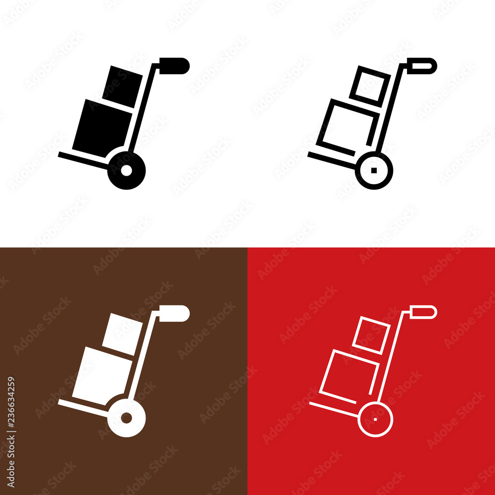 Hand Truck Dollie Icon Set Stock Vector | Adobe Stock