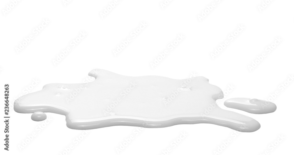 Photo & Art Print Spilled milk puddle isolated on white background and ...