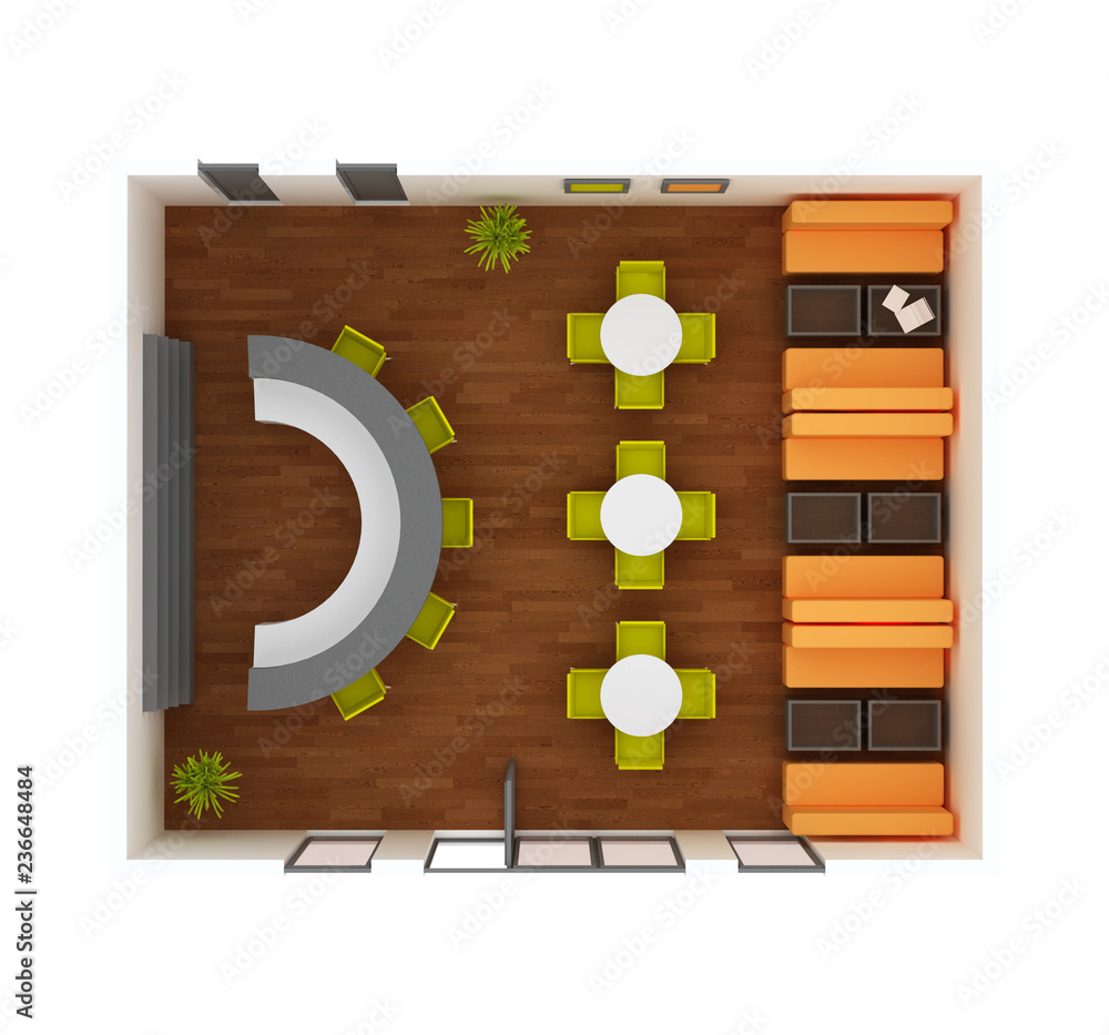 Cafe bar restaurant floor plan top view Stock Illustration | Adobe Stock