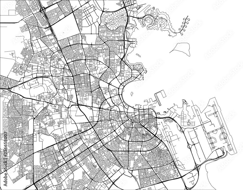 map of the city of Doha, Qatar Stock Vector | Adobe Stock