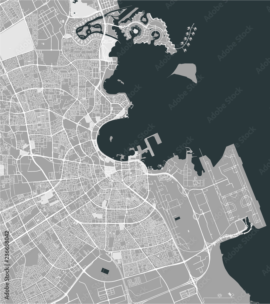 map of the city of Doha, Qatar Stock Vector | Adobe Stock