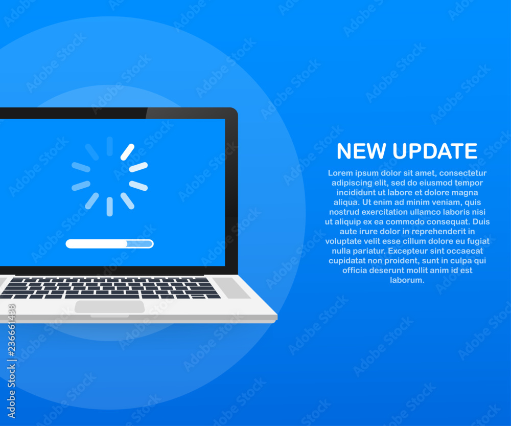 System software update, data update or synchronize with progress bar on ...