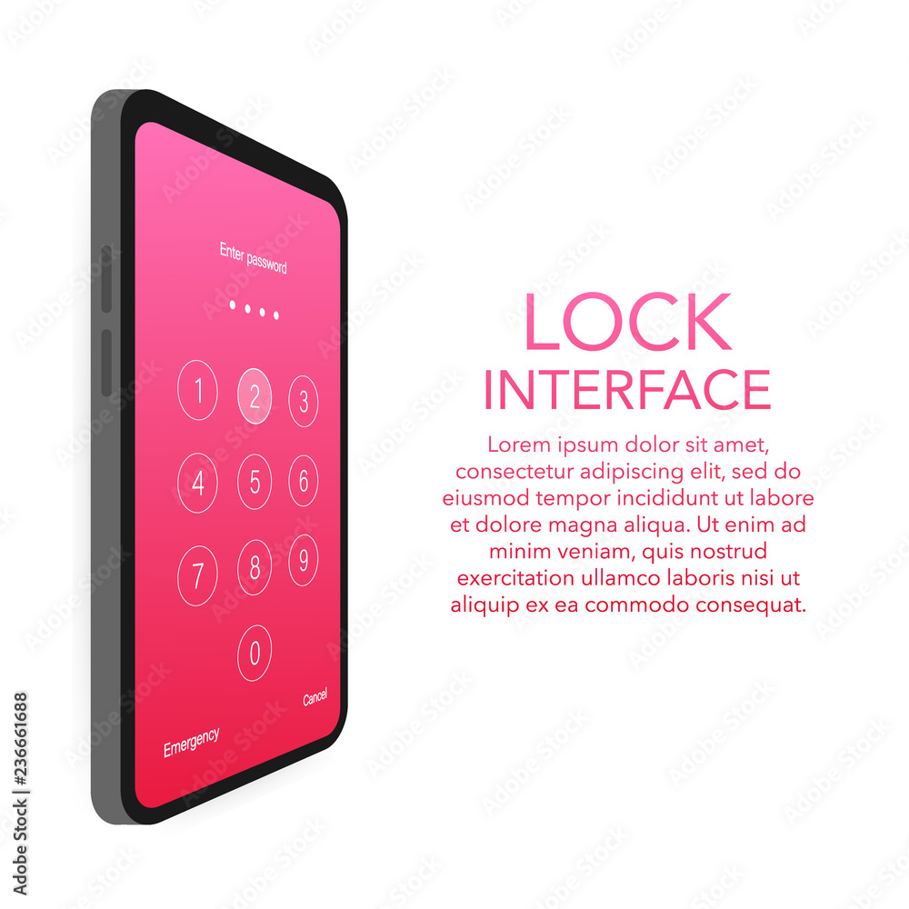 Screen lock authentication password smartphone background template. Illustration of phone ID ...