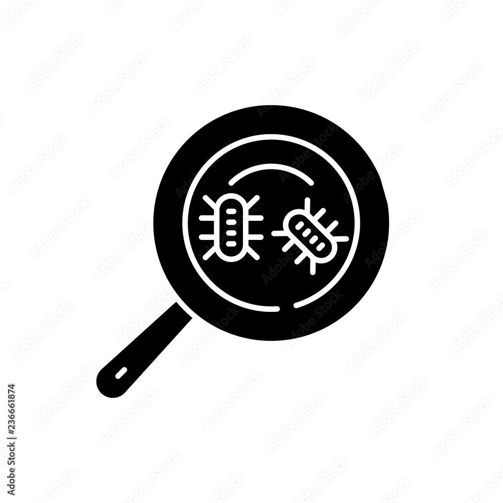 Microbial analysis black icon, concept vector sign on isolated ...
