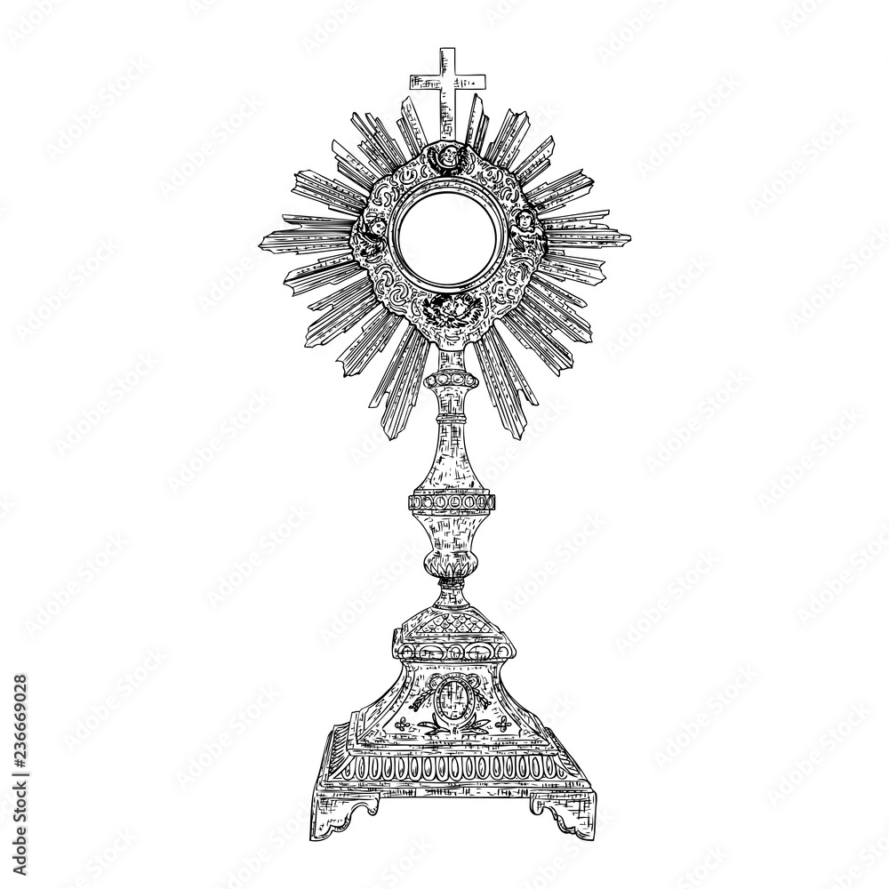 Vecteur Stock Monstrance. Ostensorium used in Roman Catholic, Old ...