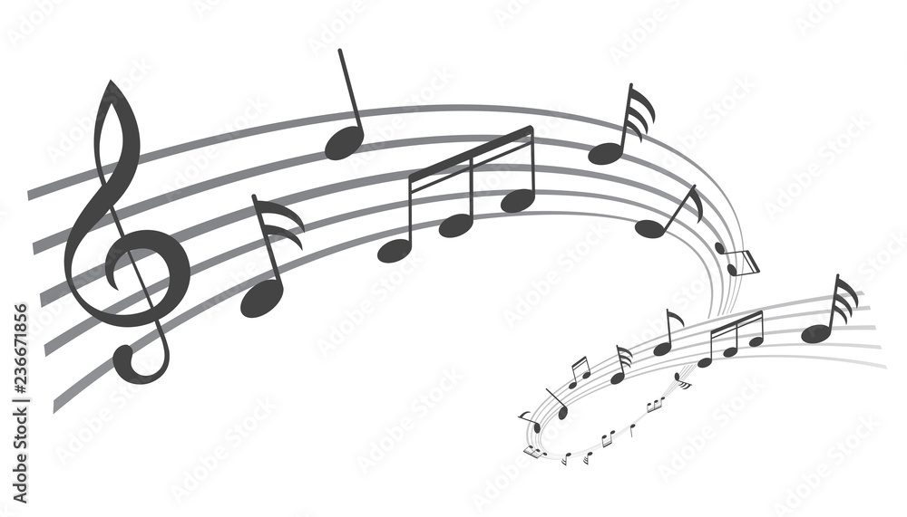 Music notes wave, black group musical notes – stock vector Stock Vector ...