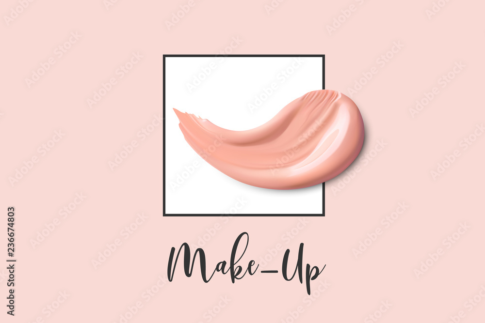 Cosmetic Logo concept. Design of Lliquid foundation smudge smear stroke ...