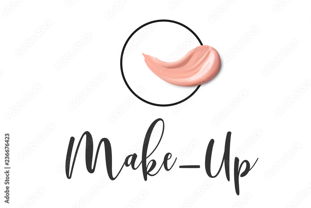 Cosmetic Logo concept. Design of Lliquid foundation smudge smear stroke ...