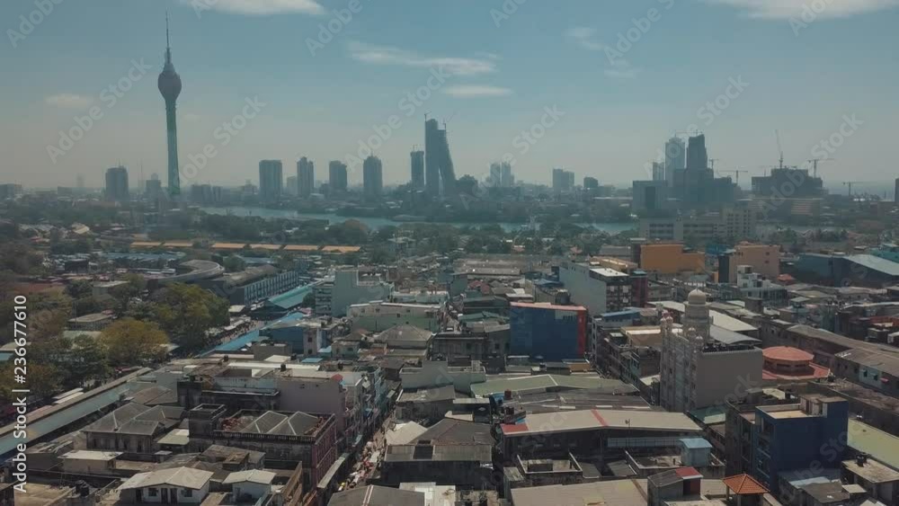 Video Stock Panning drone aerial view of the city Colombo the capital ...
