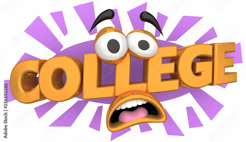 Fear of College University Tuition Costs Cartoon Face 3d Illustration ...