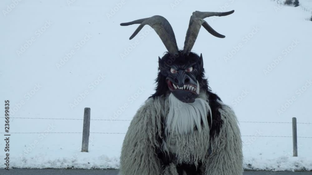 One Traditional Krampus close up in Gastein Austria. Folklore during ...