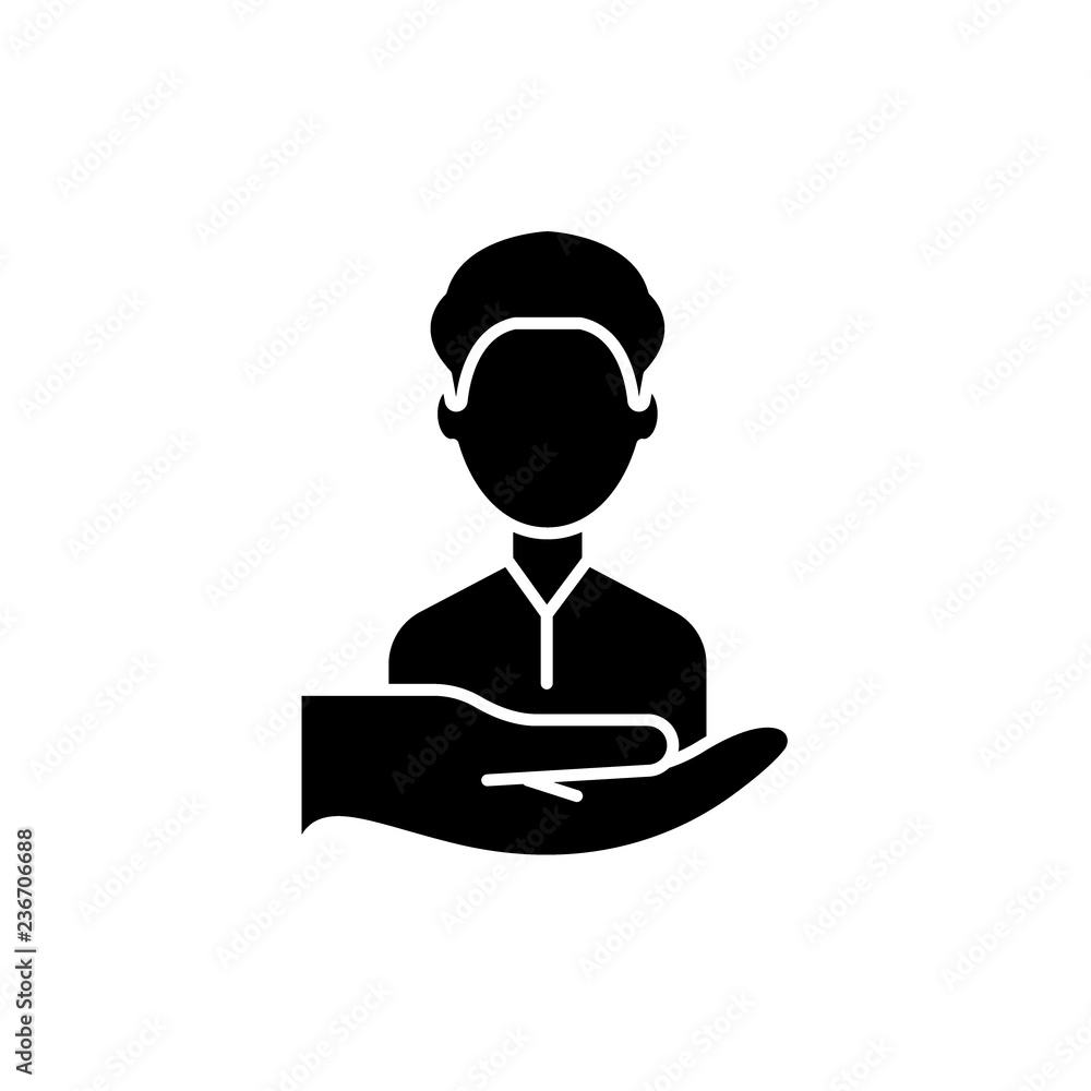 Return customers black icon, concept vector sign on isolated background ...